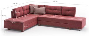Hanah Home Rozkládací rohová pohovka MANAMA bordó levý roh 825BLC1186