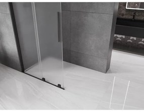 Mexen Velar, sprchová zástěna s posuvnými dveřmi Walk-in 75 x 200 cm, 8mm sklo námraza, černá matná, 871-075-000-33-70