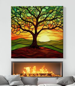 Obraz na plátně - Strom života Slunce v cípu FeelHappy.cz Velikost obrazu: 100 x 100 cm