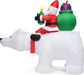 Costway Nafukovací lední medvěd a jezdecký Santa Claus, vánoční figurka s LED