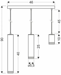 Lustr na lanku TUBO 3xGU10/25W/230V dřevo