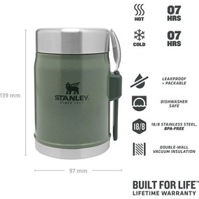 Zelená termoska na jídlo z nerezové oceli 400 ml Legendary Classic Hammer Tone Green – Stanley
