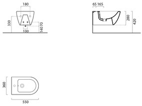 GSI PURA bidet závěsný, 36x55cm, cenere mat 8865117