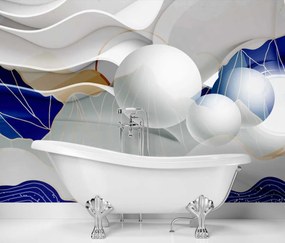Fototapeta, Abstraktní 3D vlny a koule - 350x245 cm