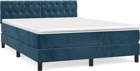 Box spring postel s matrací tmavě modrá 140x200 cm samet 3141489