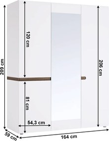 Skříň, bílá extra vysoký lesk HG / dub sonoma tmavý truflový, LYNATET TYP 22
