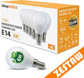 SADA 6x LED žárovka E14 G45 7W 590lm - teplá bílá