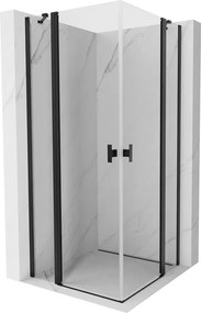 Mexen, Mexen Mist Duo výklopný sprchový kout 75 x 75 cm, průhledný, černý - 8A4-075-075-70-00