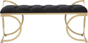 Sametová lavice Mauro Ferretti Gamio 103x43x47 cm, černá/zlatá
