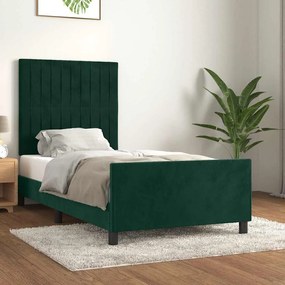 vidaXL Rám postele bez matrace 90 x 200 cm samet [3125856] Barva: Tmavě zelená