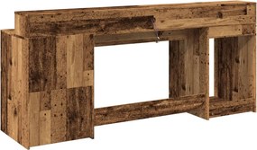 Psací stůl s LED světly old wood 200x55x91 cm kompozitní dřevo 3309445