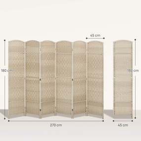 HOMCOM skládací dřevěný paraván se 6 panely, 270 × 180 cm, dub