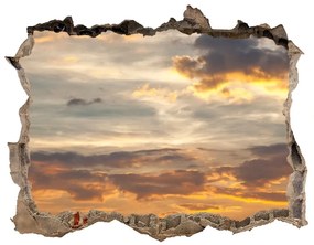 Wallmuralia Díra 3D ve zdi nálepka Západ slunce 95x64 cm