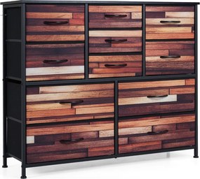 Costway Komoda s 11 zásuvkami Zásuvková skříň s látkovou komodou a kovovým rámem