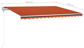 Automatická zatahovací markýza se sloupky 4x3 m oranžovo-hnědá,  3070150