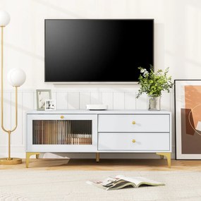 Costway TV stolek pro 55 palcový TV se zásuvkami konzolová skříňka TV konzole