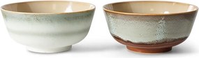 Set 2ks šedá miska s hnědým okrajem 70s Chef - Ø 19*8,5 cm