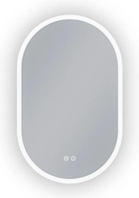 Erga Demi, oválné LED zrcadlo 50x80cm, 3 barvy světla, přední osvětlení, topná podložka proti zapaření, ERG-V01-Demi-5080-CL