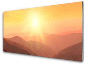 Obraz na skle Slunce Hory Krajina 100x50 cm