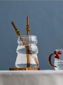 Sinsay - Skleněná brčka s kartáčkem na čištění 5 pack - jantarová