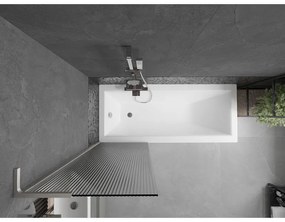 Mexen Next L, 1-křídlová vanová zástěna 60 x 150 cm, 6mm sklo s žebrovým vzorem, 6mm čiré sklo, profil broušená ocel, 895-060-000-03-09-97