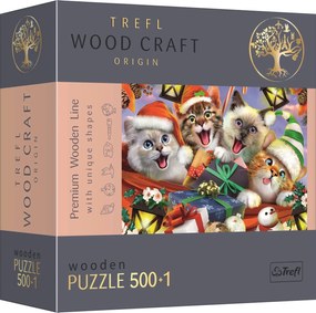 Dřevěné puzzle trefl wood craft origin puzzle vánoční kočky 501 dílků