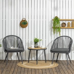 Outsunny Ratanový balkonový nábytek pro 2 osoby | tmavě šedý