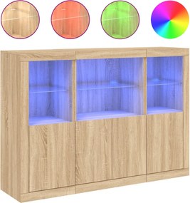 Příborníky s LED osvětlením 3 ks dub sonoma kompozitní dřevo 3209109