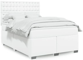 Box spring postel s matrací bílá 140x200 cm umělá kůže 3290725