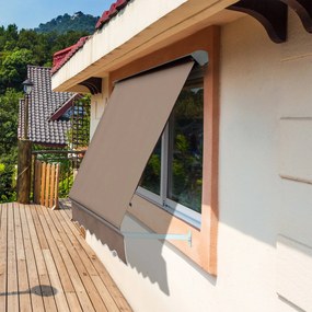 Outsunny Ruční Markýza s Nastavitelným Sklonem z Hliníku Voděodolná Polyester 70L x 180W cm Světle Taupe | Aosom
