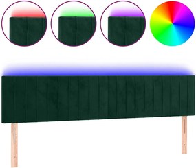 Čelo postele s LED tmavě zelené 160x5x78/88 cm samet 3121907