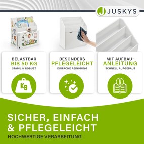 Juskys Dětská knihovna se třemi přihrádkami a boxem na hračky