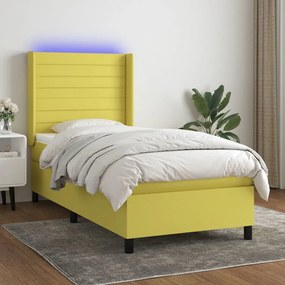 vidaXL Box spring postel s matrací a LED 90x200 cm textil [3138366] Barva: Modrá