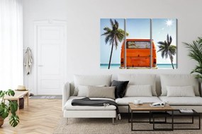 Vícedílný obraz Retro Auto Mezi Palmami Nedostatek Nedostatek Přírodní plátno 150x100