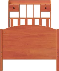 Postel s knihovnou bez matrace hnědá 100x200 cm masiv borovice 3323160