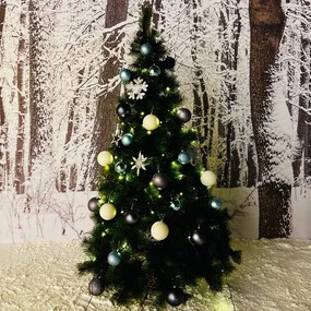 Sada vánočních ozdob šedá glitter 10 cm plastová koule, balení 6 ks