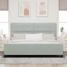 Postel s boxspringem s čelo Světle šedá 200 x 200 cm samet 3344963