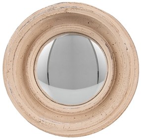 Béžové antik kulaté nástěnné vypouklé zrcadlo Beneoit – Ø 16*4 cm