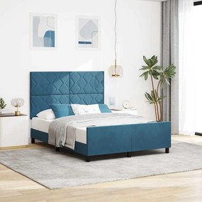 Postel s boxspringem s čelo Tmavě modrá 140 x 190 cm samet 3345009