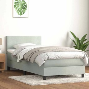 Box spring postel s matrací a LED Světle šedá 90x220 cm Samet 3316719