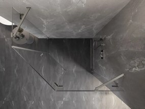 Mexen Lunar, pravý výklopný pětiúhelníkový sprchový kout 90 x 80 cm, 8mm čiré sklo, ocelový profil, 831-090P-080L-97-00-P