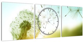 Obraz - Pampeliška ve větru (s hodinami) (90x30 cm)