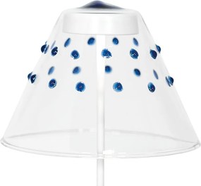 Stínidlo na stolní lampu Swap s tečkami skleněné nebově modré