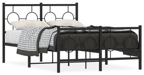 Kovový rám postele s hlavovým a nožním čelem černý 120 x 190 cm,  376241