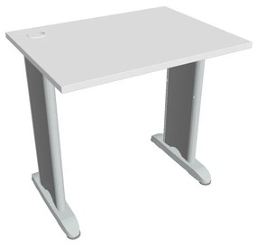 Stůl pracovní rovný 80 cm hl. 60 cm - Hobis Flex FE 800 Dekor stolové desky: bílá, Barva nohou: Stříbrná