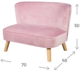 Světle růžová sametová dětská pohovka 70 cm Lil Sofa – Roba