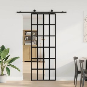Posuvné dveře s kováním 76x205 cm ESG sklo a hliník 3332854