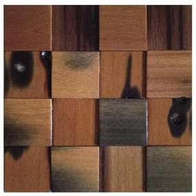 Dřevěná lodní mozaika - obkladový panel 300 x 300 x 6 - 12 mm (0,09 m²)