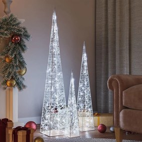 Sada akrylových světelných LED kuželů studená bílá 60/90/120 cm 328972