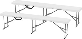 Outsunny 2-dílná pivní lavice - skládací lavice pro 8 osob, 182 cm, autoskládací party lavice s rukojetí, kovové nohy, HDPE odolná lavice pro kempován